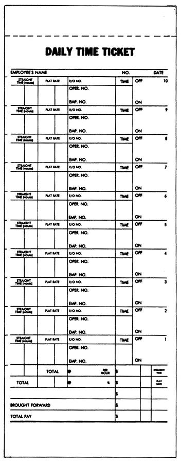 M-1508-A/B - Daily Time & Job Tickets Perm. Adhesive (JT-10)