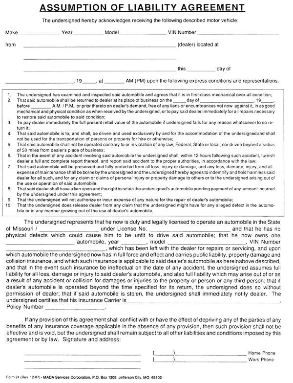 M24-NCR - ASSUMPTION OF LIABILITY AGREEMENT
