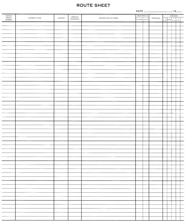 M-DSA-547 - SERVICE ROUTE SHEETS